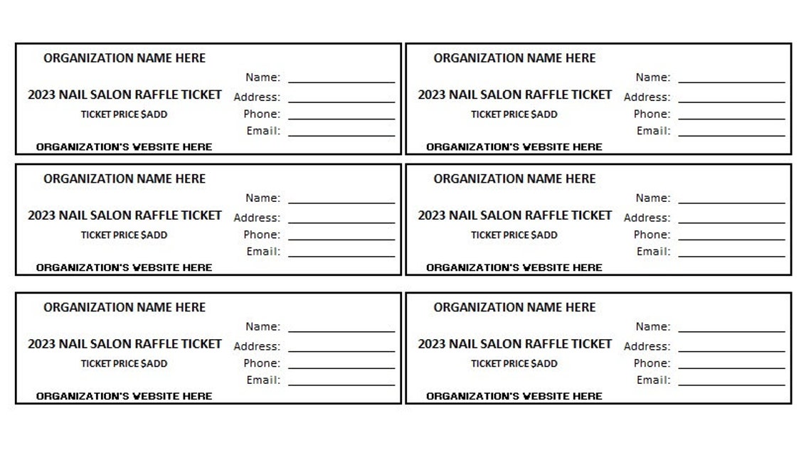 Editable Nail Salon Raffle Ticket, Nail Salon Raffle, Enter to Win ...