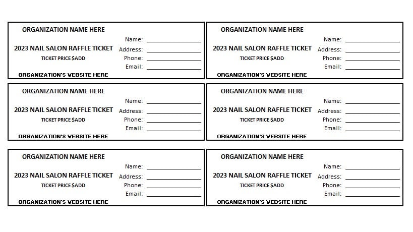 Editable Nail Salon Raffle Ticket, Nail Salon Raffle, Enter to Win ...