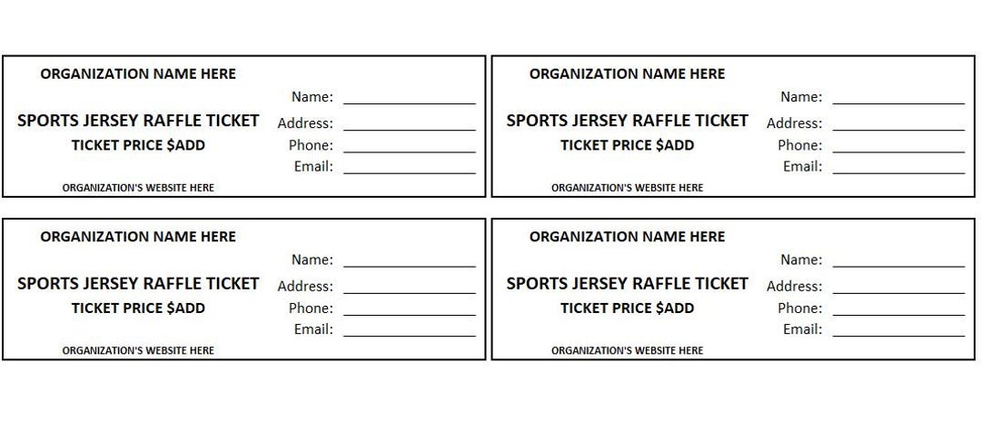 Editable Sports Jersey Raffle Ticket, Holiday Raffle, Enter to Win ...