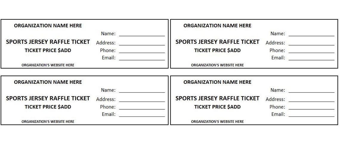 Editable Sports Jersey Raffle Ticket, Holiday Raffle, Enter to Win ...