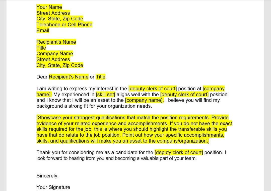 Deputy Clerk of Court Cover Letter, Simple Cover Letter, Cover Letter ...