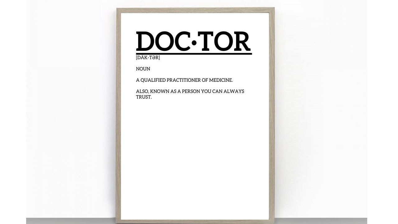 Doctor Definition Print, Doctor Student Gift, Doctor Graduation Gift ...