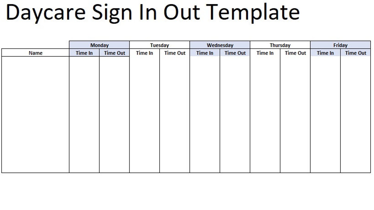 Editable Daycare Sign in Sign Out Sheet Template, Sign in Sign Out ...