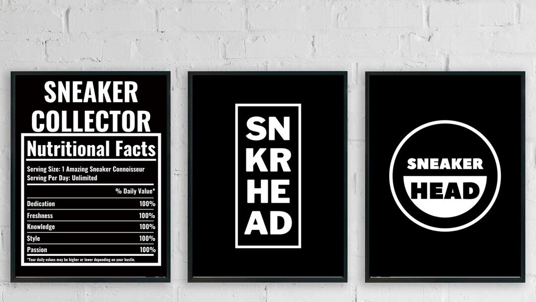 3er Set Sneaker Addict Print, Wand Print, Sneaker Liebhaber, Sneaker ...