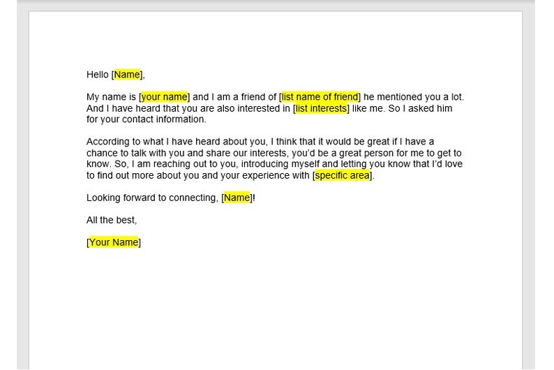 Networking Letter, Networking Template Letter, Networking Template ...