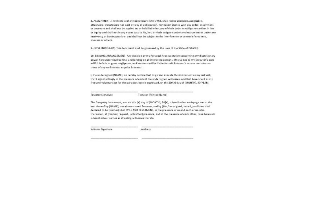 Last Will Template, Last Will Letter, Last Will Letter Template, Final ...