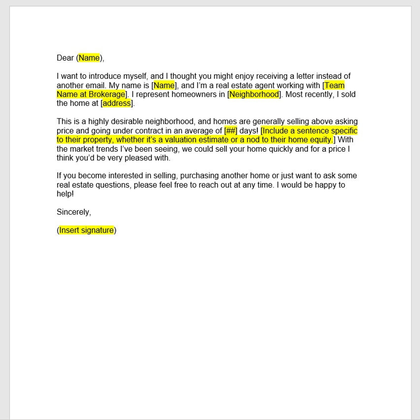 Real Estate Lead Letter Template, Real Estate Lead Letter, Real Estate ...