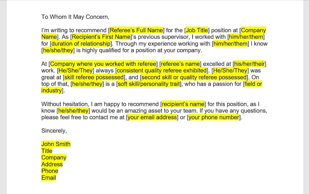 Reference Letter Template, Employee Reference Letter, Reference ...