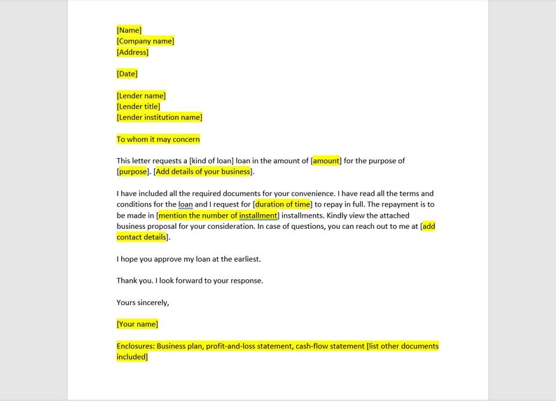 Loan Request Letter Template, Loan Request Letter, Loan Request ...