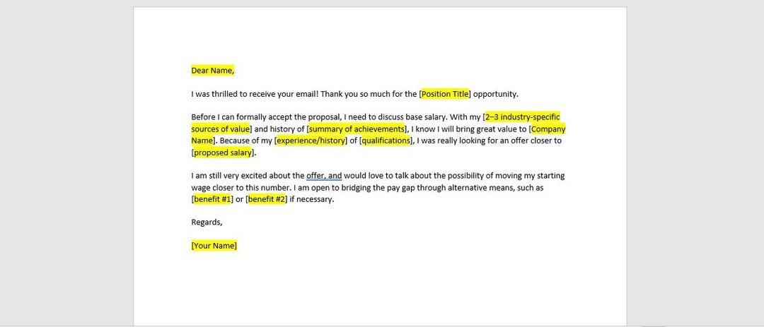 Below Expectations Offer Salary Negotiation Email Template, Salary ...