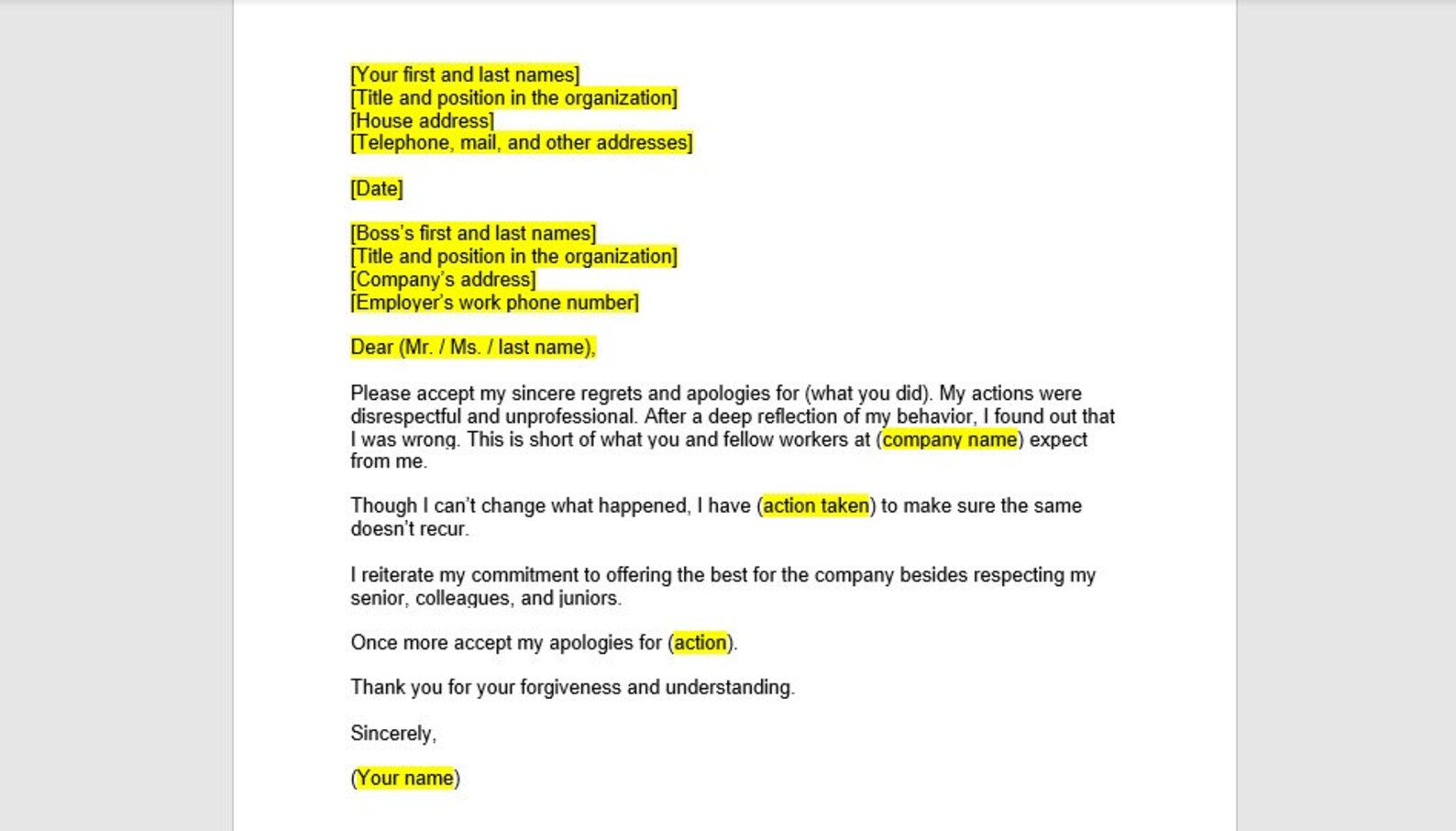 Boss Apology Letter Template, Boss Apology Letter, Boss Apology ...