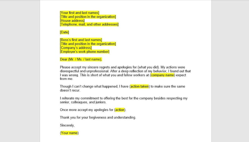 Boss Apology Letter Template, Boss Apology Letter, Boss Apology ...
