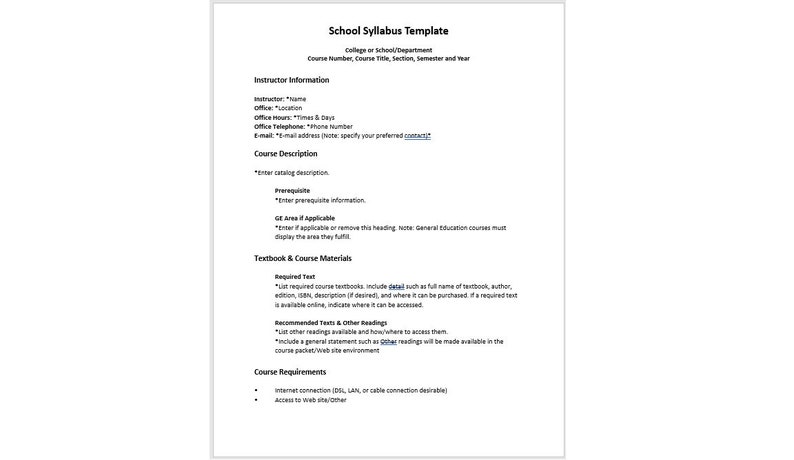Editable School Syllabus Template, Editable Syllabus, School Syllabus ...