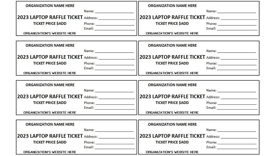 Editable Laptop Ticket, Laptop Ticket, Enter to Win Printable Ticket ...