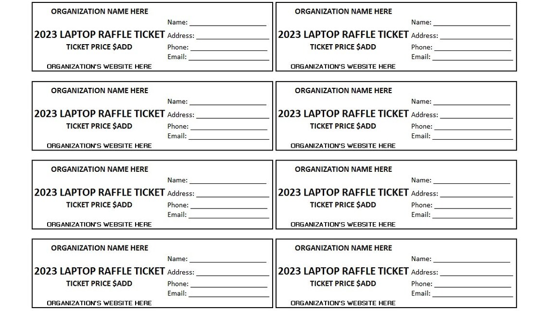 Editable Laptop Ticket, Laptop Ticket, Enter to Win Printable Ticket ...