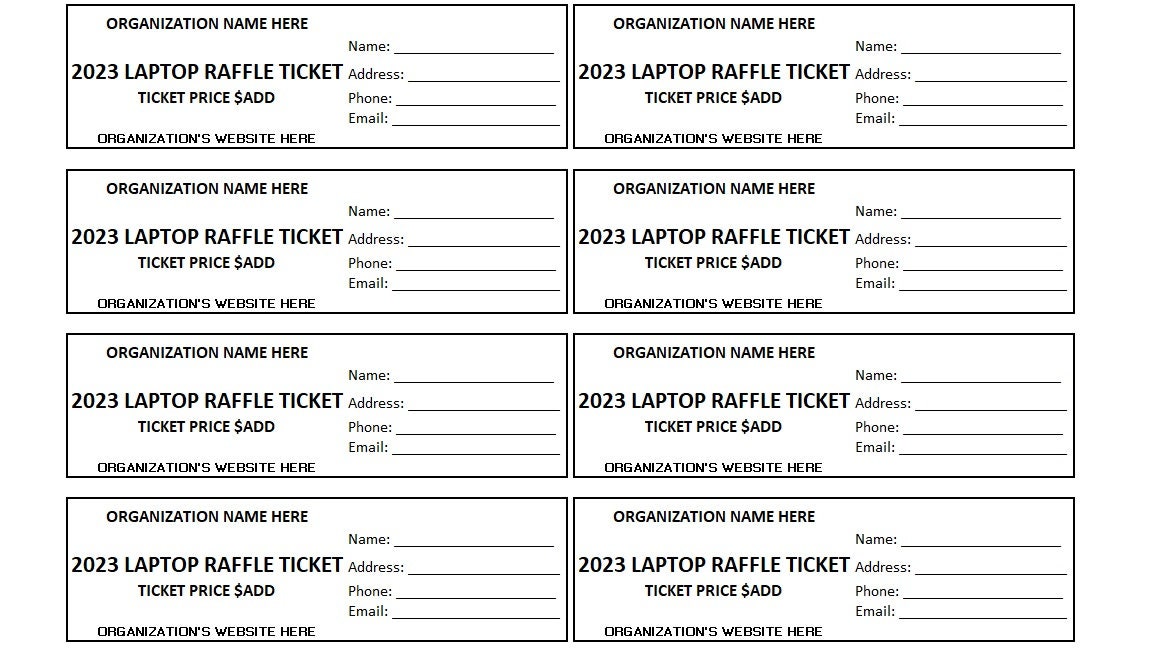 Editable Laptop Ticket, Laptop Ticket, Enter to Win Printable Ticket ...