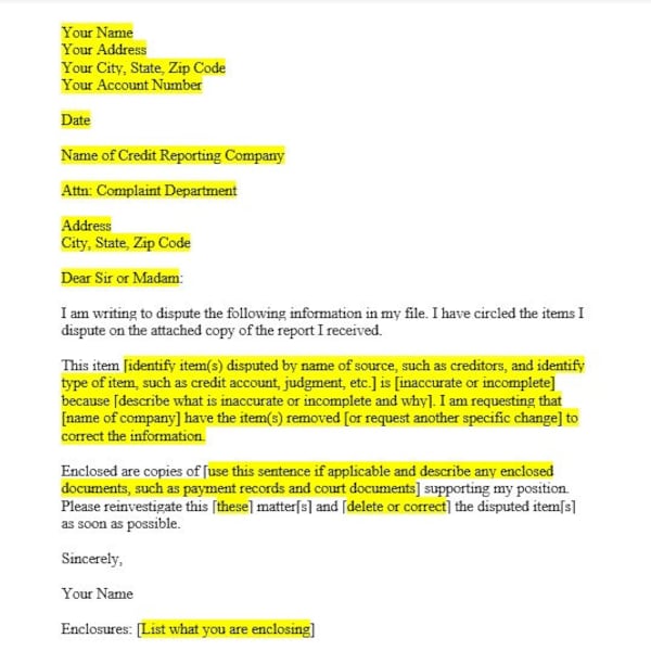 Credit Report Letters - Etsy