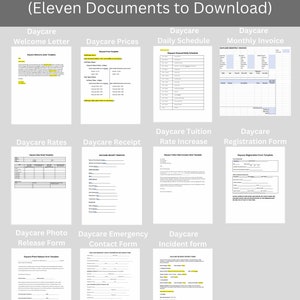 Set of 11 Daycare Template Bundle, Daycare Forms Bundle, Childcare ...