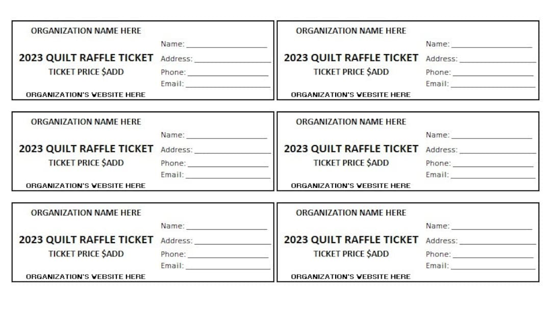 Editable Quilt Raffle Ticket, Quilt Raffle, Enter to Win Printable ...