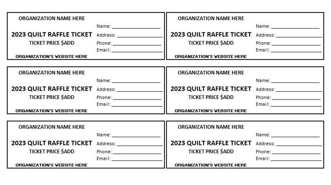 Editable Quilt Raffle Ticket, Quilt Raffle, Enter to Win Printable ...