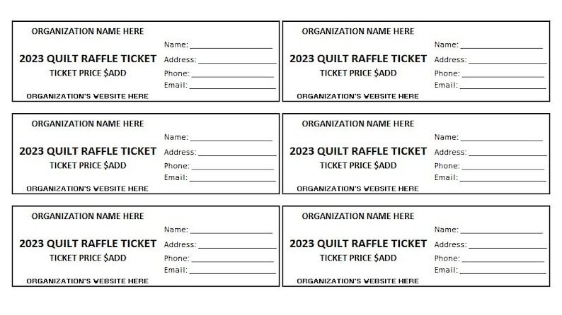 Editable Quilt Raffle Ticket, Quilt Raffle, Enter to Win Printable ...