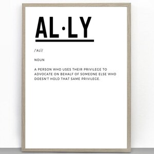 Ally Definition, Social Justice Print, Equality Print, Diversity ...