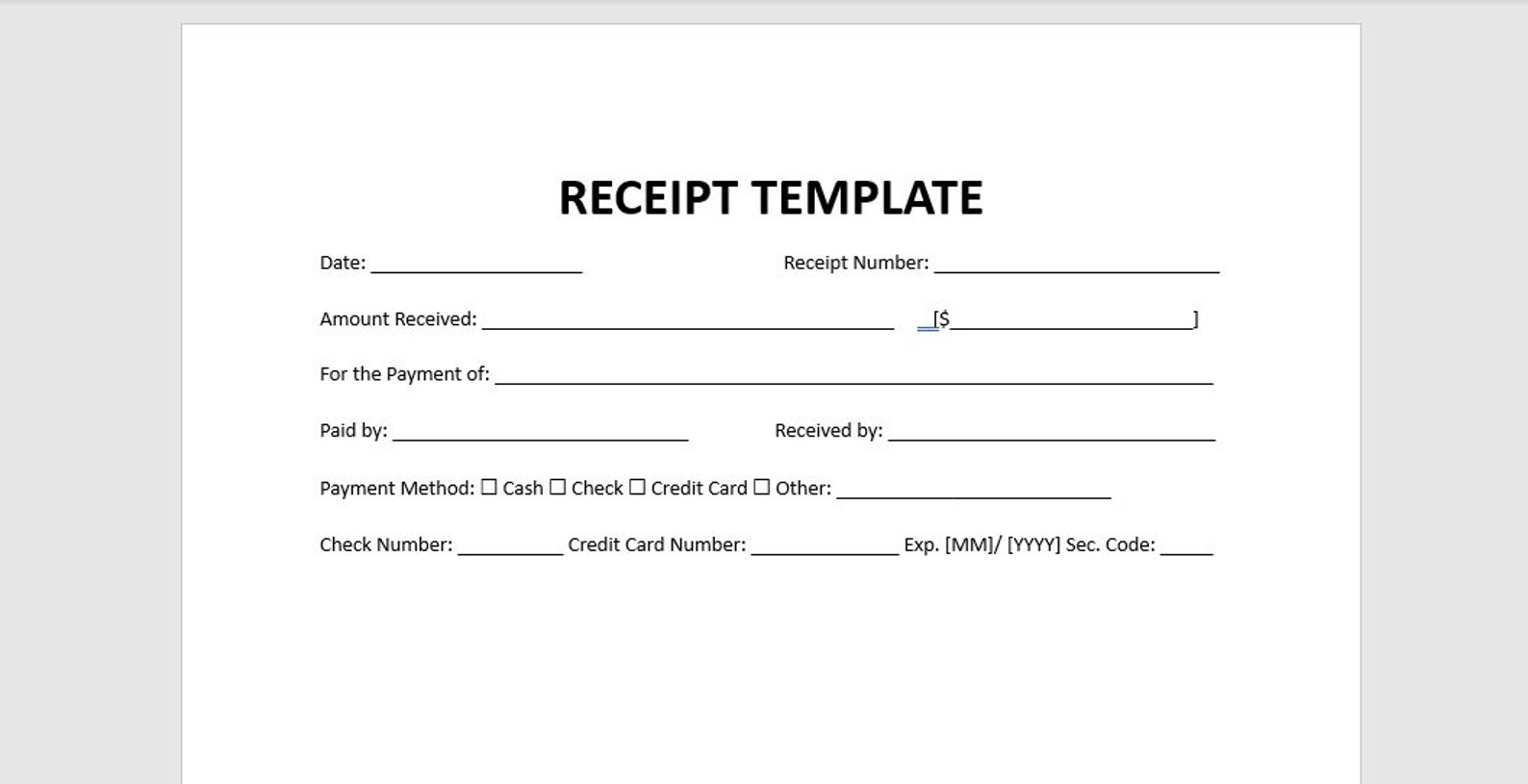 Receipt Template, Receipt, Receipt Template, Word Template, Simple ...