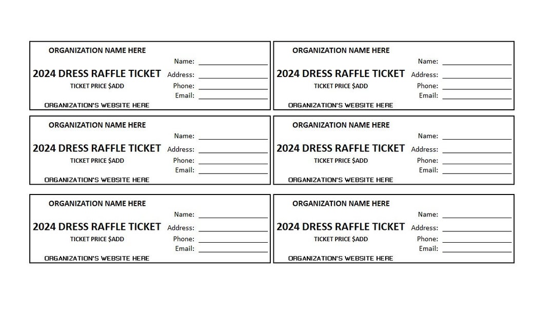 Editable Dress Raffle Ticket, Dress Raffle, Enter to Win Printable ...