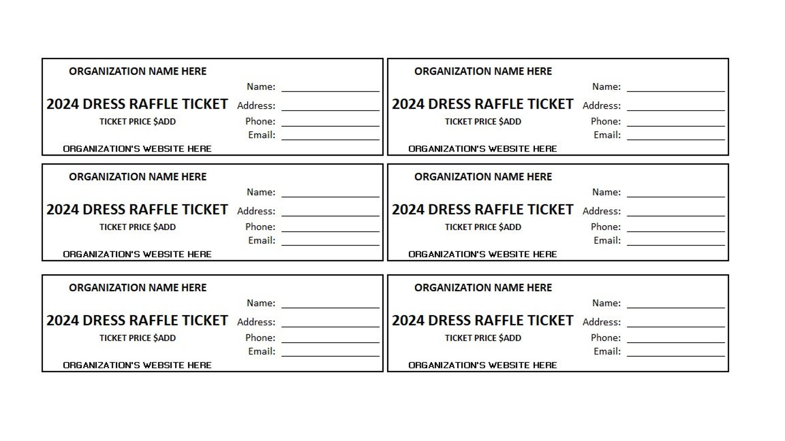 Editable Dress Raffle Ticket, Dress Raffle, Enter to Win Printable ...