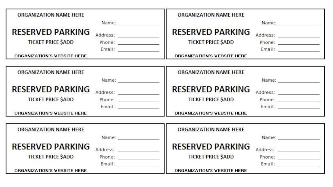 Reserved Parking Raffle Ticket, Reserved Parking Raffle, Enter to Win ...