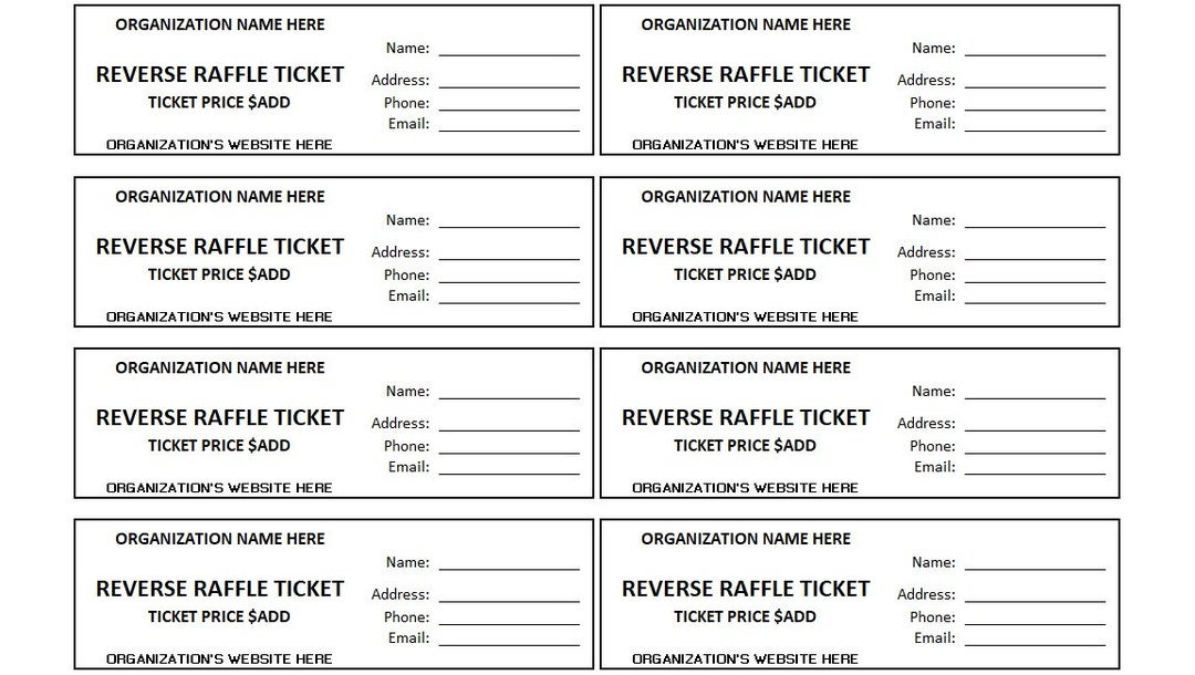 Editable Reverse Raffle Ticket, Reverse Raffle, Enter to Win Printable ...