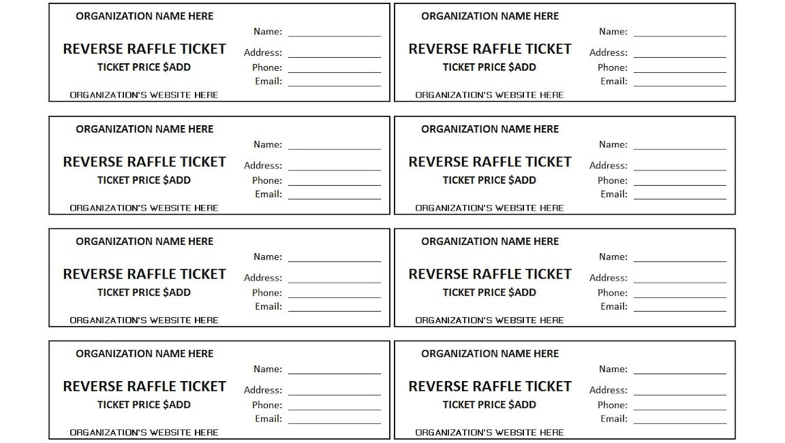 Editable Reverse Raffle Ticket, Reverse Raffle, Enter to Win Printable ...