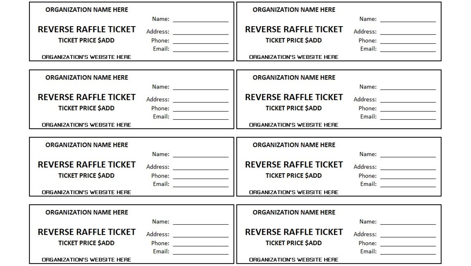 Editable Reverse Raffle Ticket, Reverse Raffle, Enter to Win Printable ...