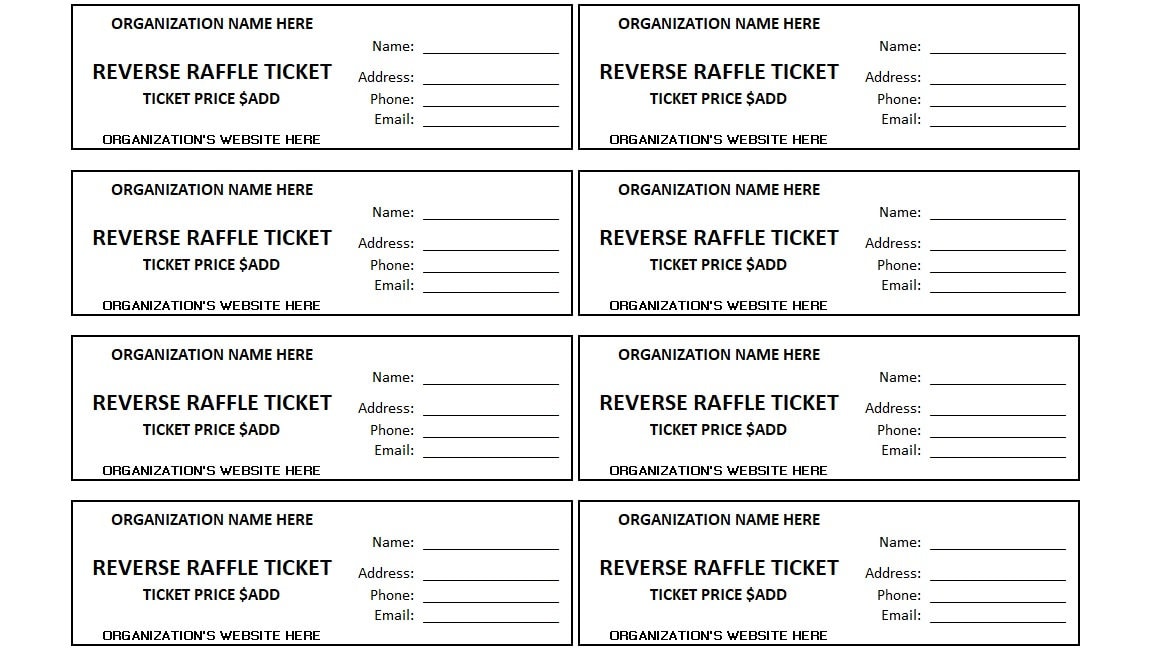 Editable Reverse Raffle Ticket, Reverse Raffle, Enter to Win Printable ...