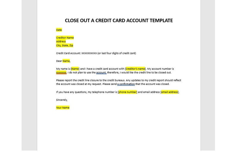 Request Letter for Credit Card Closure, Letter for Credit Card Closure ...