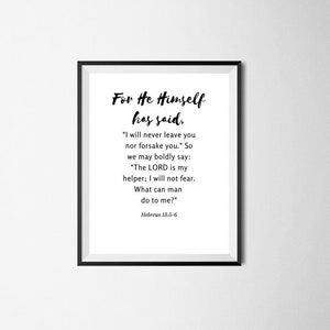 Hebrews 13:5-6, I Will Never Leave You..., Bible Verse Printable Art ...
