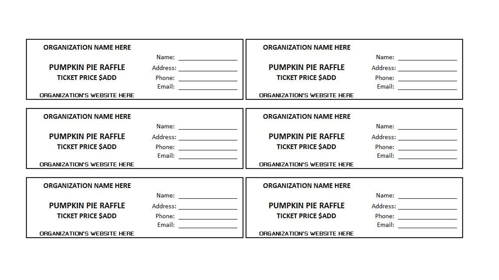 Editable Pumpkin Pie Raffle Ticket, Pumpkin Pie Raffle, Enter to Win ...