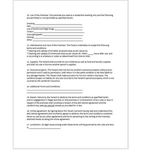 Buy Editable Attic Rental Agreement Template, Attic Rental Agreement ...