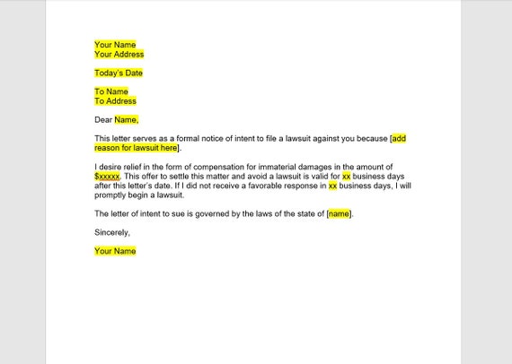 Letter Of Intent Example