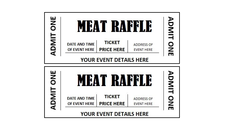 Editable Meat Raffle Event Ticket, Meat Raffle Ticket Printables ...