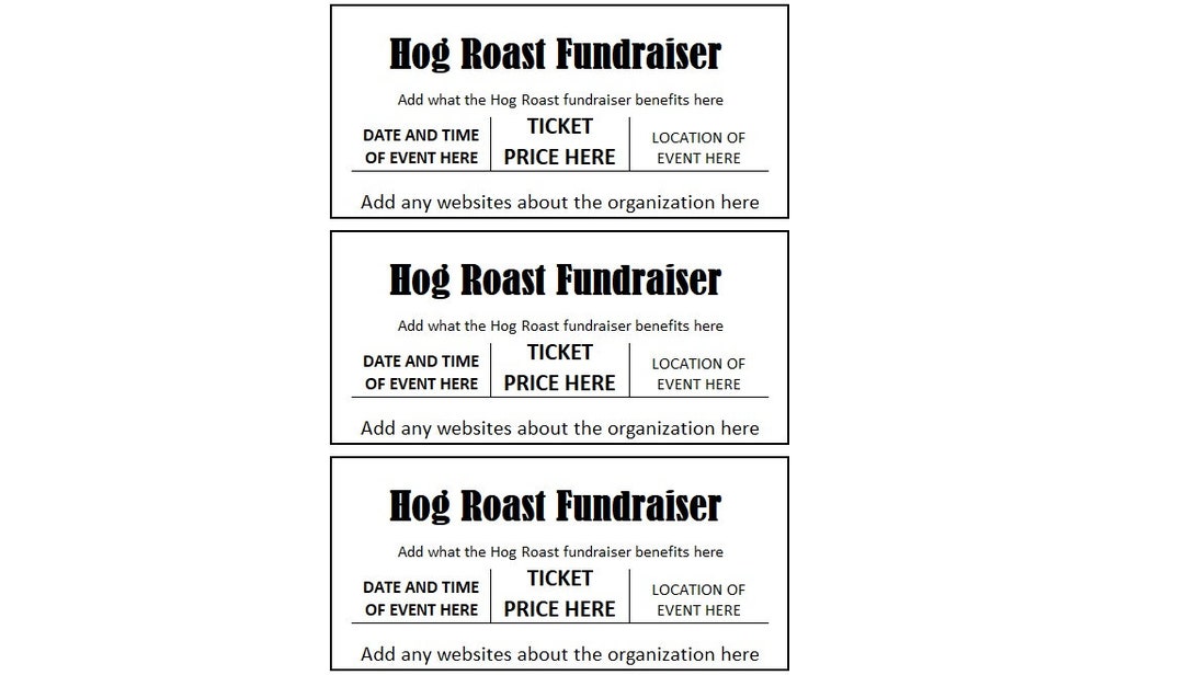 Fundraiser Ticket, Hog Roast Fundraiser Ticket, Hog Roast Fundraiser ...