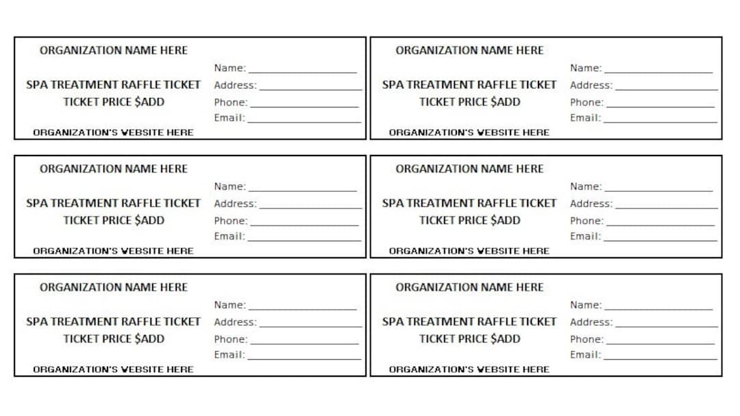 Editable Spa Treatment Raffle Ticket Spa Treatment Raffle - Etsy
