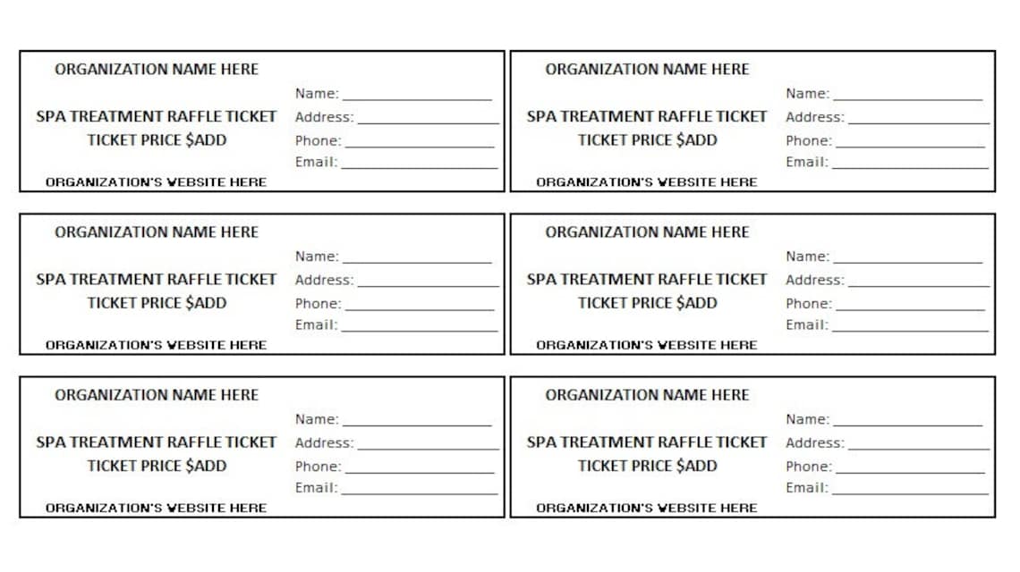 Editable Spa Treatment Raffle Ticket, Spa Treatment Raffle, Enter to ...