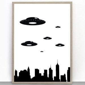 Silhouette UFO Art Printable, Ufo Print Art, Ufo Invasion, Ufo Print ...