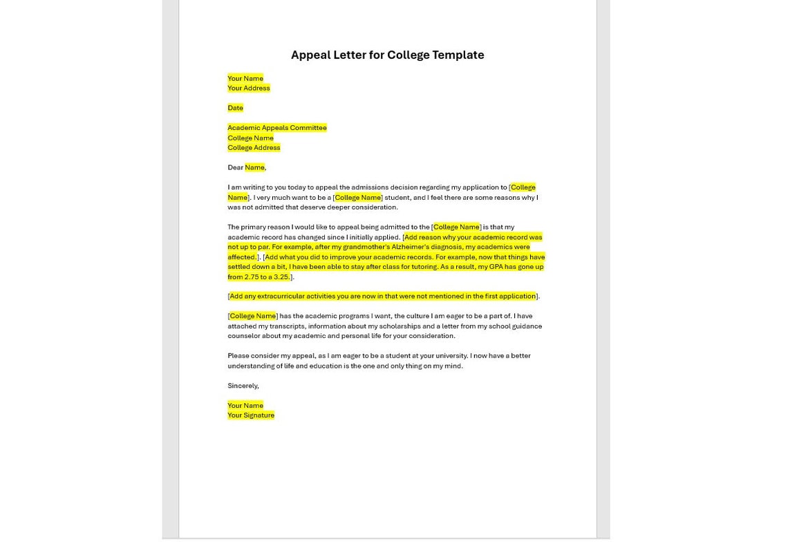 Appeal Letter for College Template, Appeal Letter for College, College ...