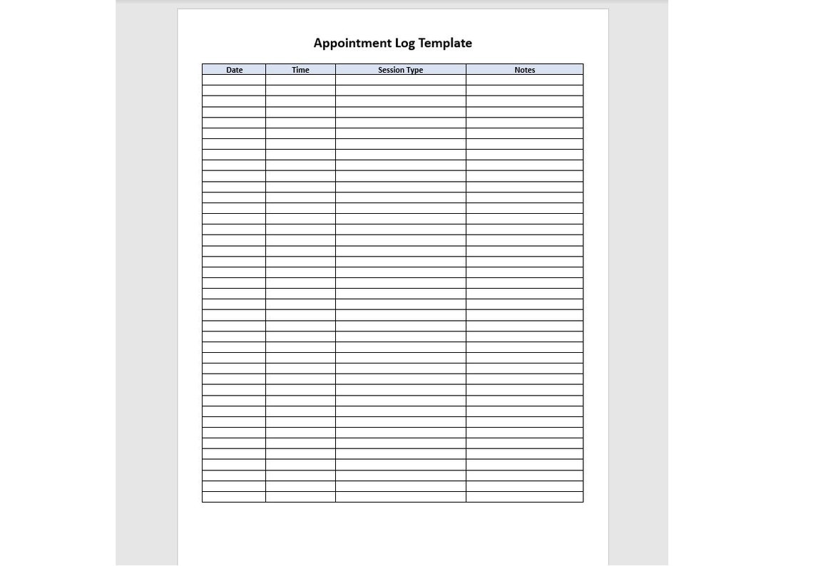 Editable Appointment Log, Appointment Log Template, Appointment Log ...