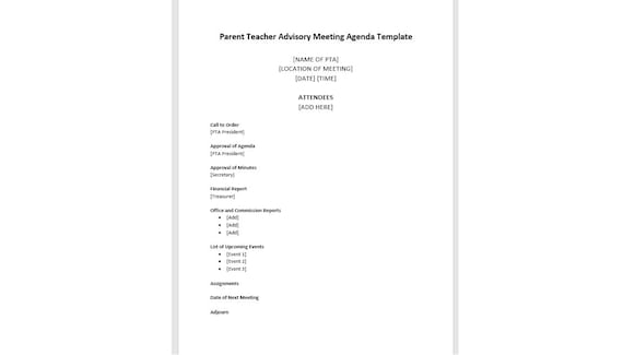 Pto Meeting Agenda Template Word Sample Meeting Agenda Fremantle