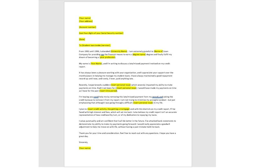 Student Loan Goodwill Letter Template, Student Loan Goodwill Letter ...