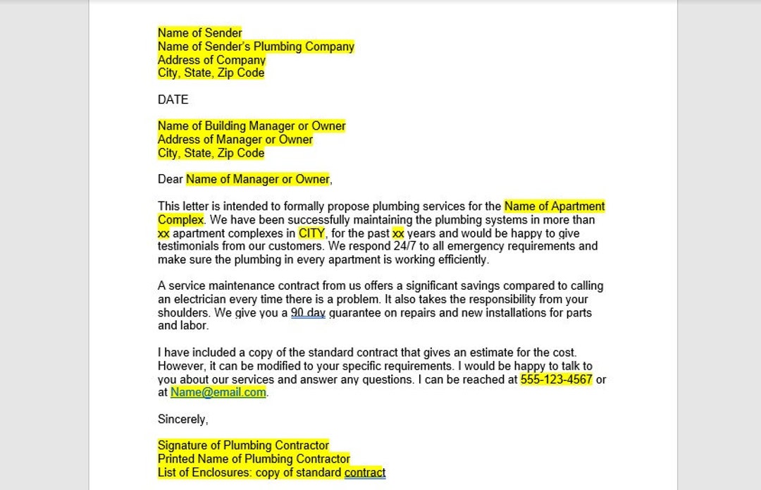Plumbing Proposal, Plumbing Proposal Letter Template, Plumbing Proposal ...