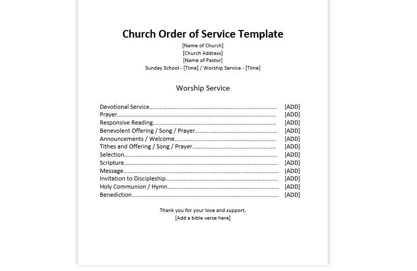 Editable Church Service Program Template, Church Service, Church ...